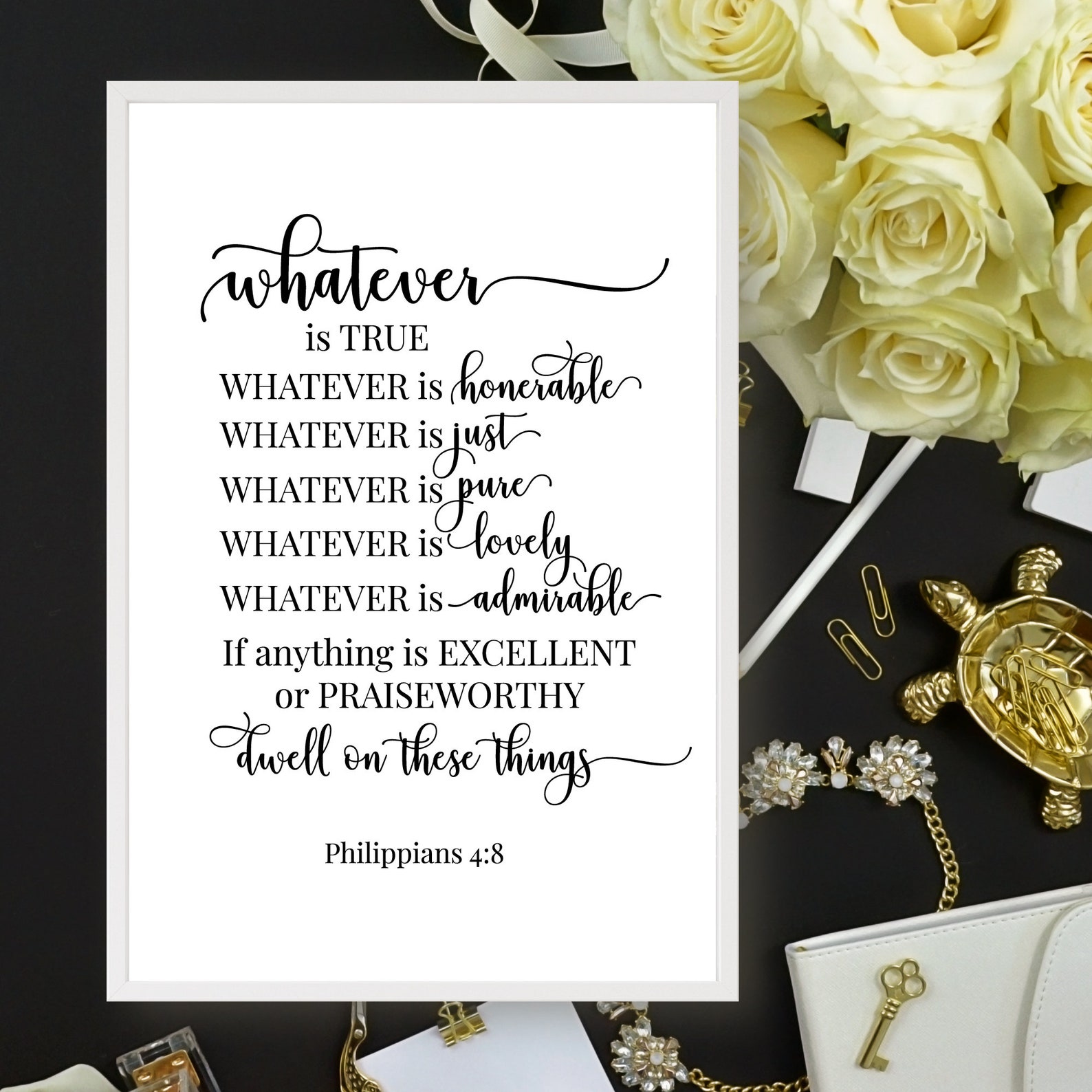 Philippians 4 8, Bible Verse Wall Art, Whatever is True, Whatever is ...