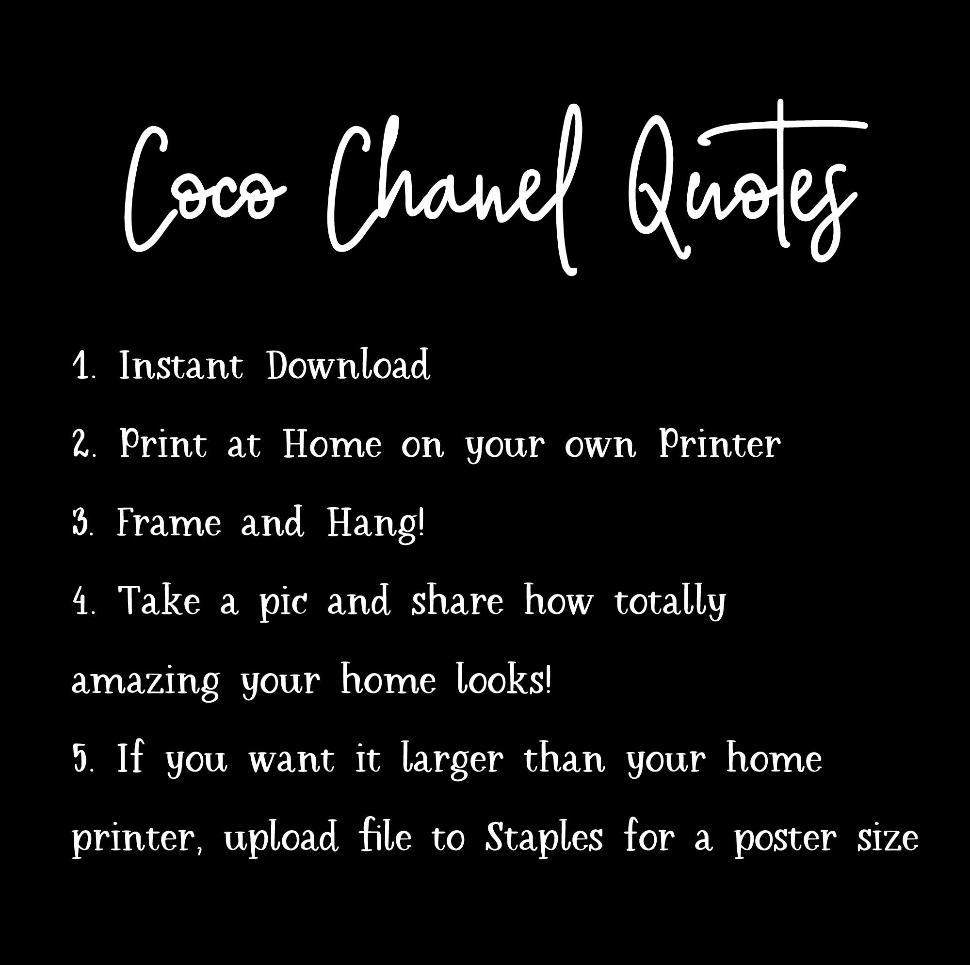 Coco Chanel Print, Coco Chanel Quotes, Fashion Quotes, Coco Chanel Art ...