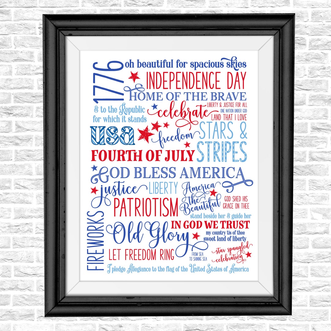 4th of July Americana Subway Art Print, Patriotic Independence Day ...