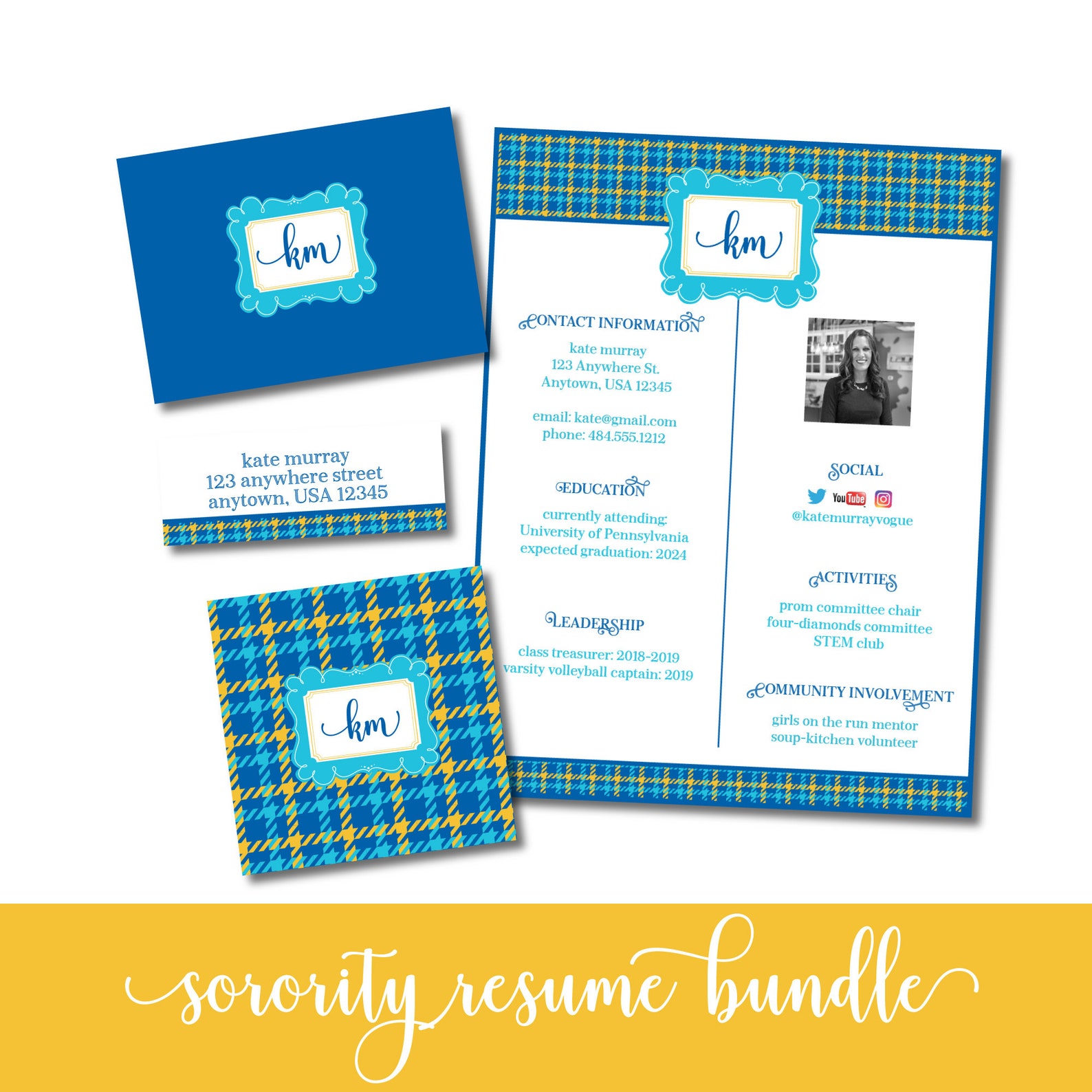 Sorority Resume Templates Greek Resume Templates Sorority - Etsy