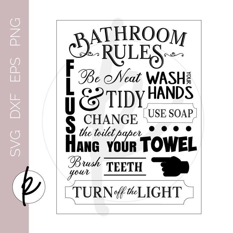 Vintage Bathroom Signs, Bathroom Rules Sign, Bathroom Wall Decor ...