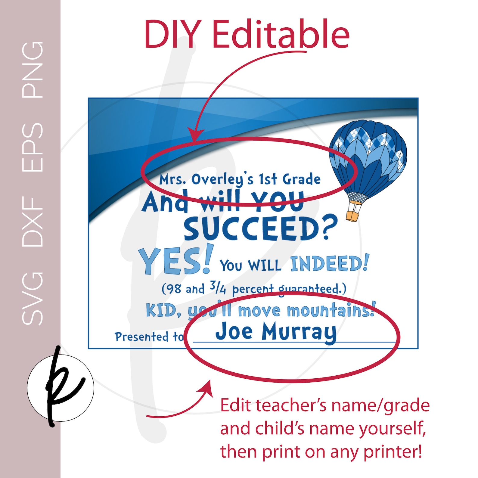 Dr. Seuss Elementary Classroom Certificate Printable DIY Teacher Award ...