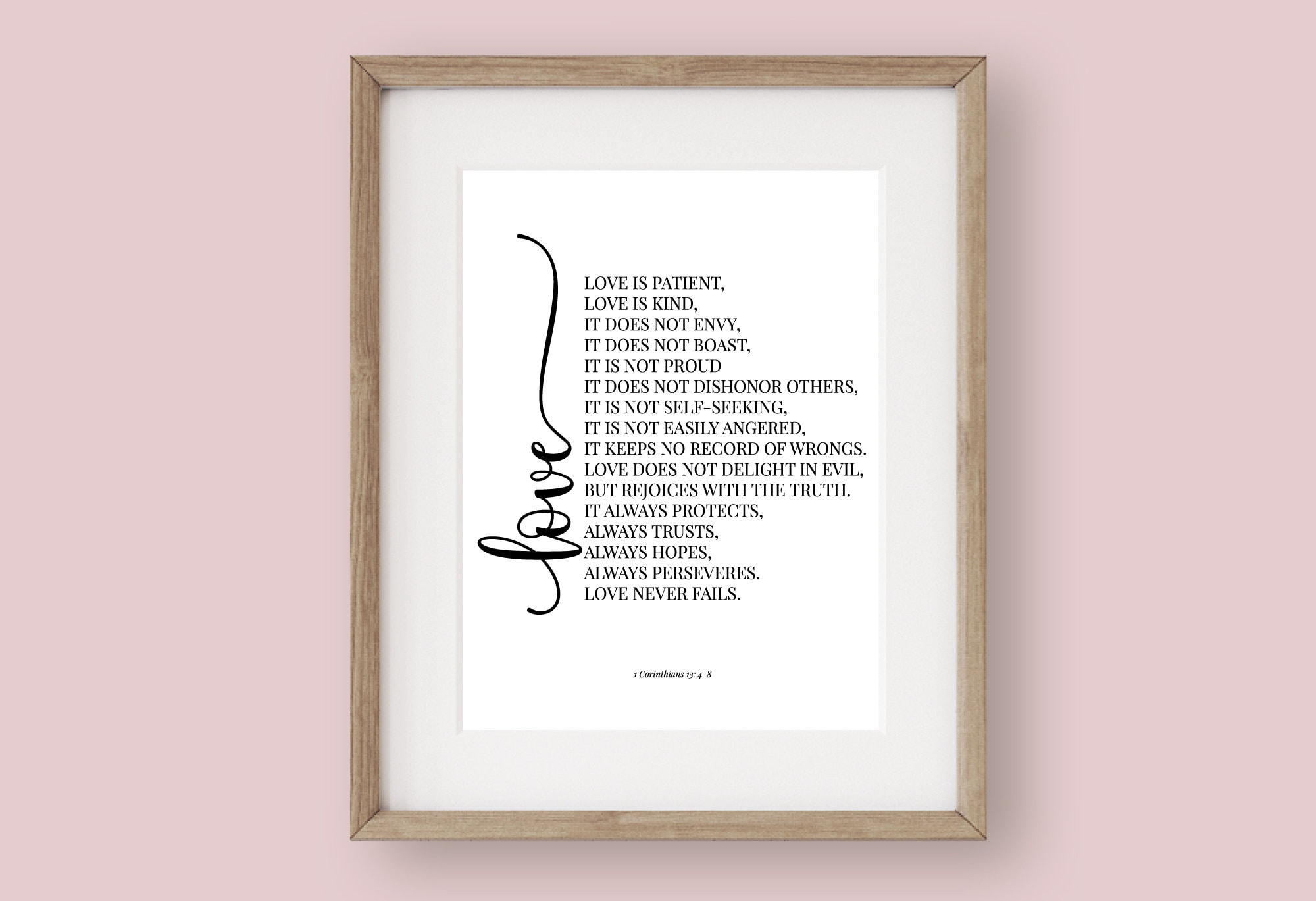Love Chapter Bible Verse Print, 1 Corinthians 13 Scripture Art (instant ...