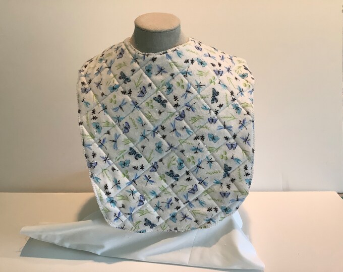 Blue Flowers Baby Bib | Finished Large Handmade Quilted Baby/toddler ...
