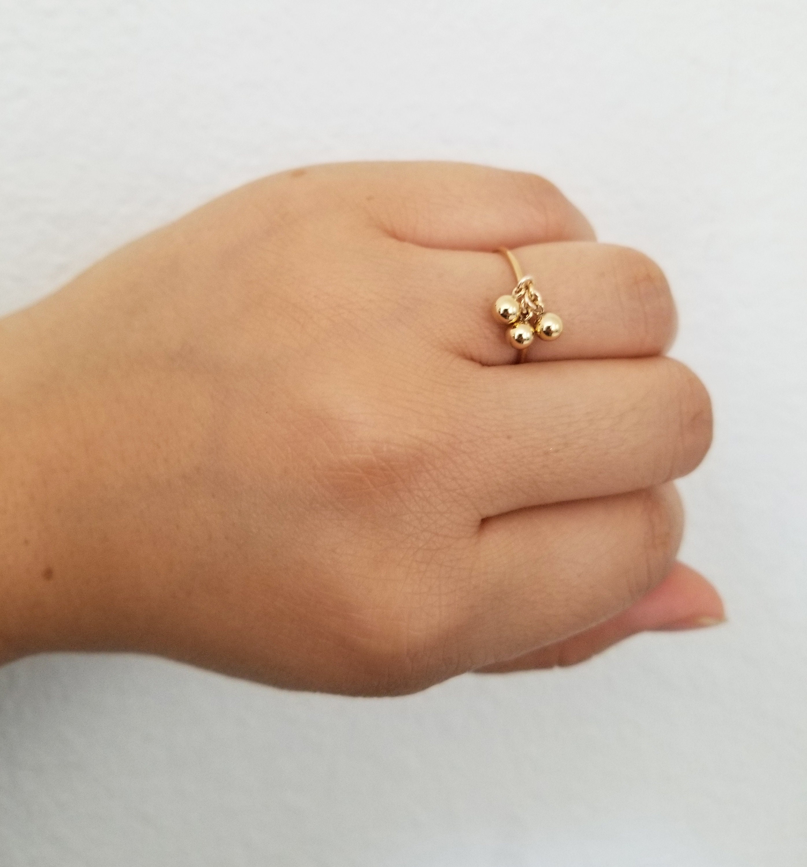 Ball Bead Dangle Ring/stacking Ring/cute Ring/gold Filled - Etsy