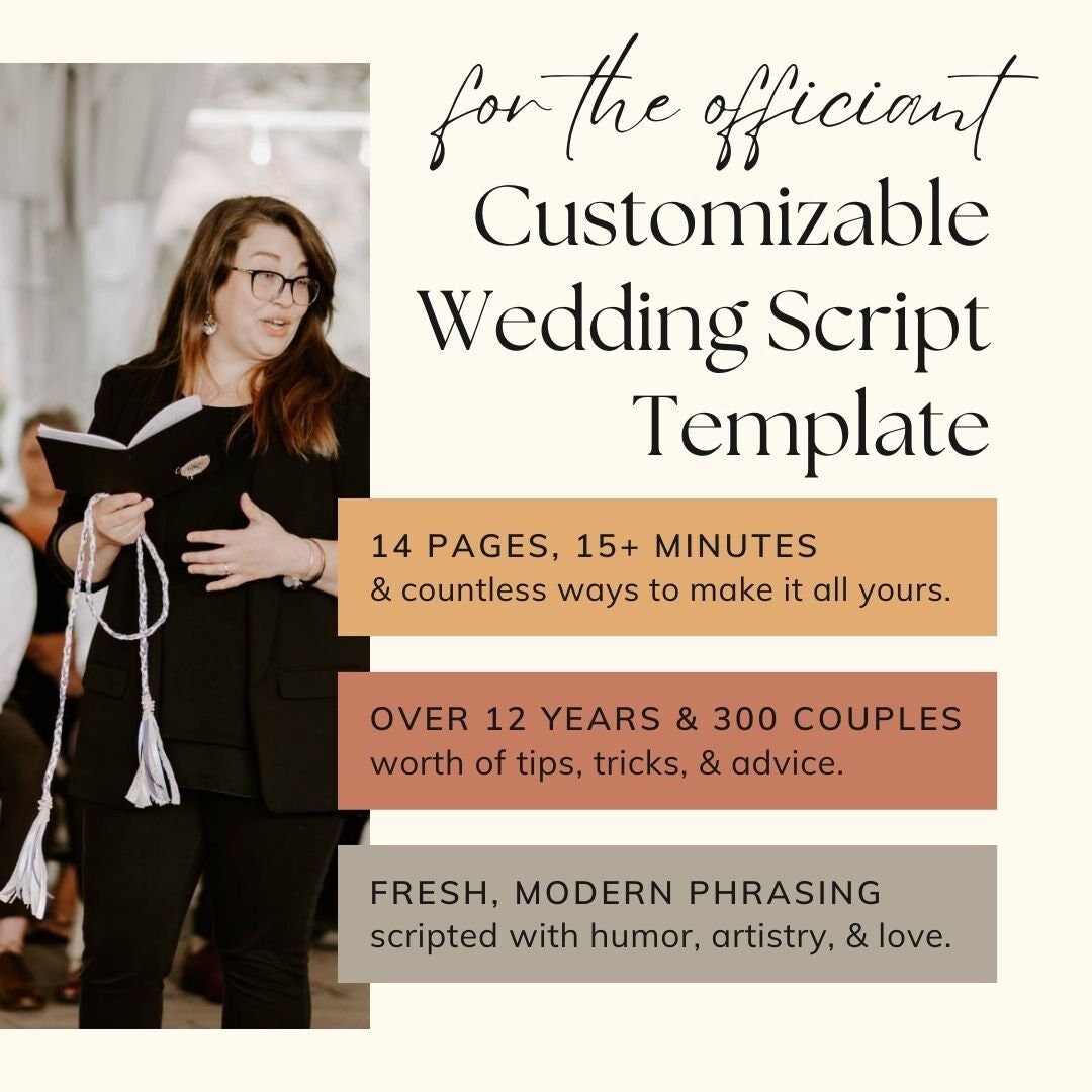 Wedding Officiant Ceremony Script Fully Customizable Fresh Modern ...