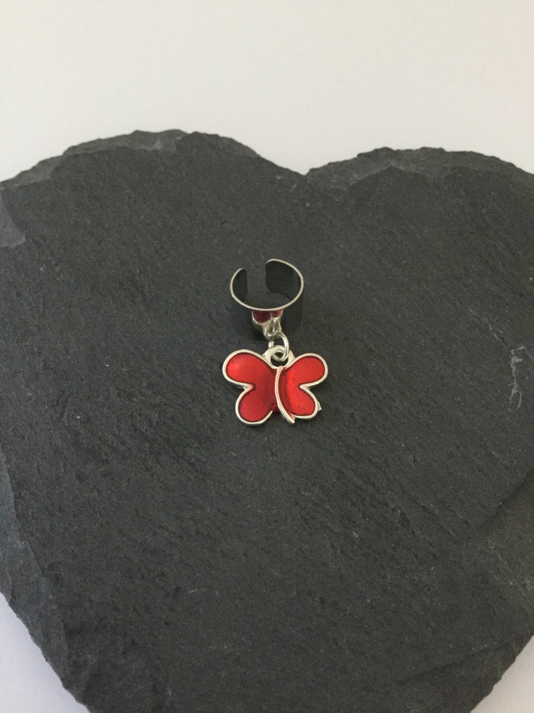 Red Butterfly Ear Cuff / Animal Ear Cuff / Ear Cuffs / Non Piercing ...