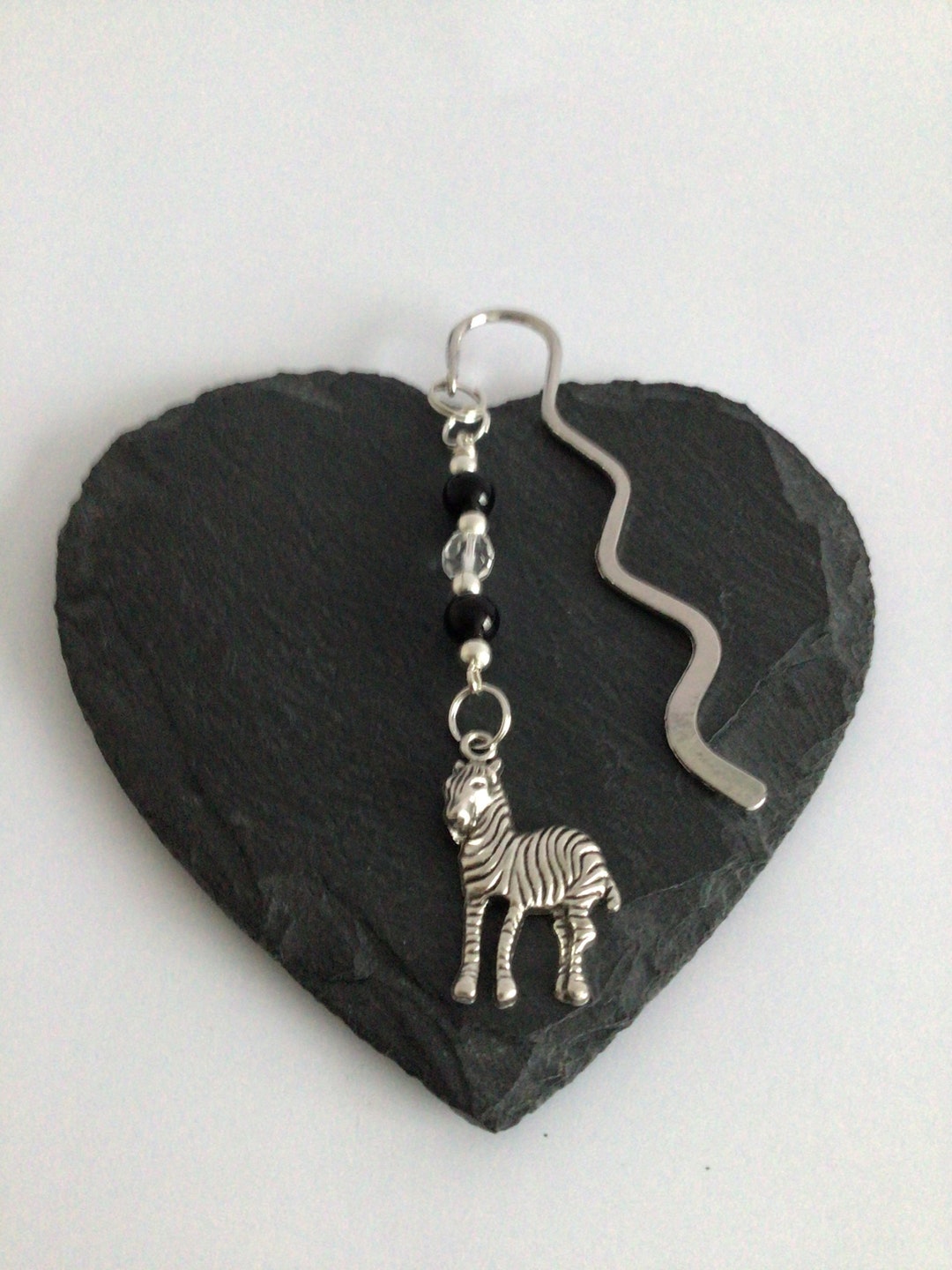 Zebra Bookmark / Animal Bookmark / Bookmarks / Beaded Bookmark / Metal ...