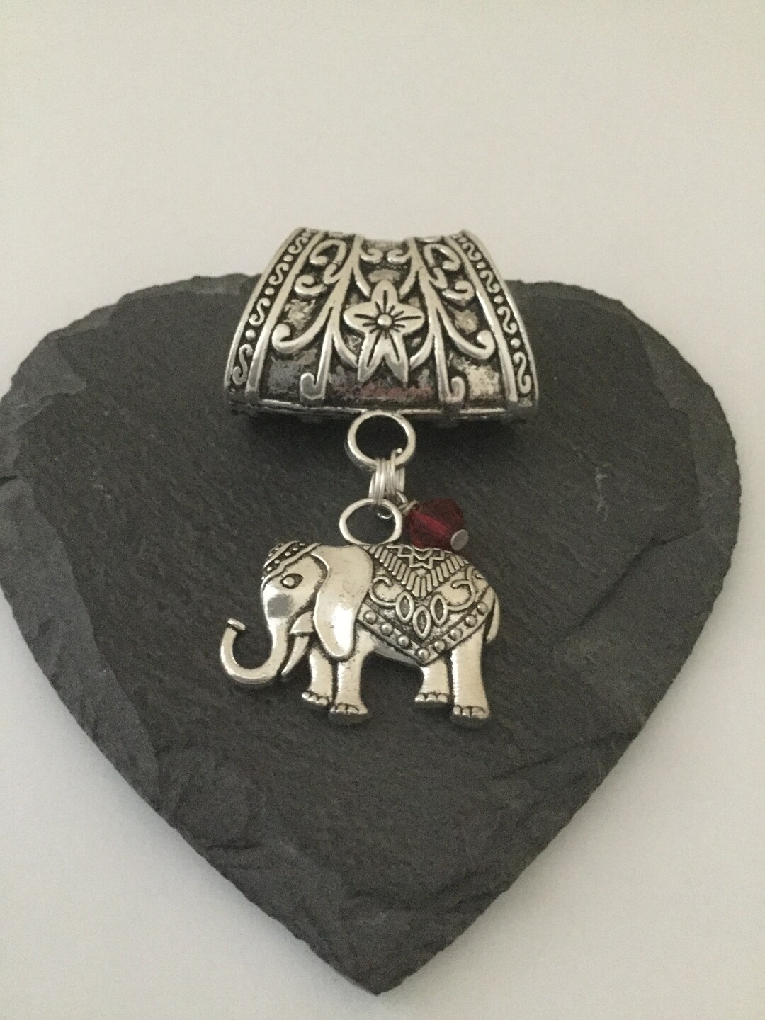 Elephant Scarf Bail: Animal Scarf Ring With Red Bead - Etsy