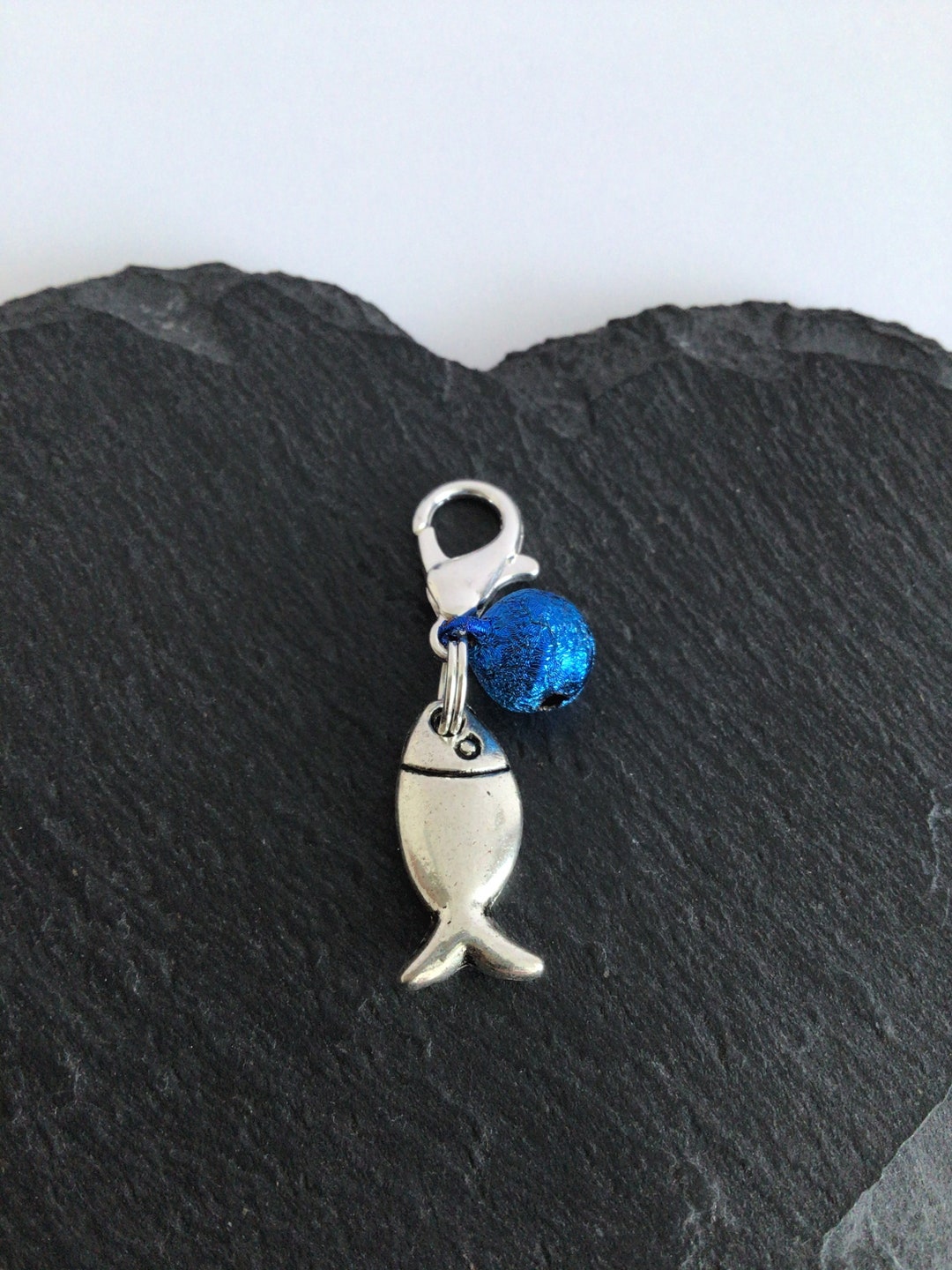 Blue Fish Bone Cat Collar Charm / Pet Collar Charms / Cat Jewellery ...