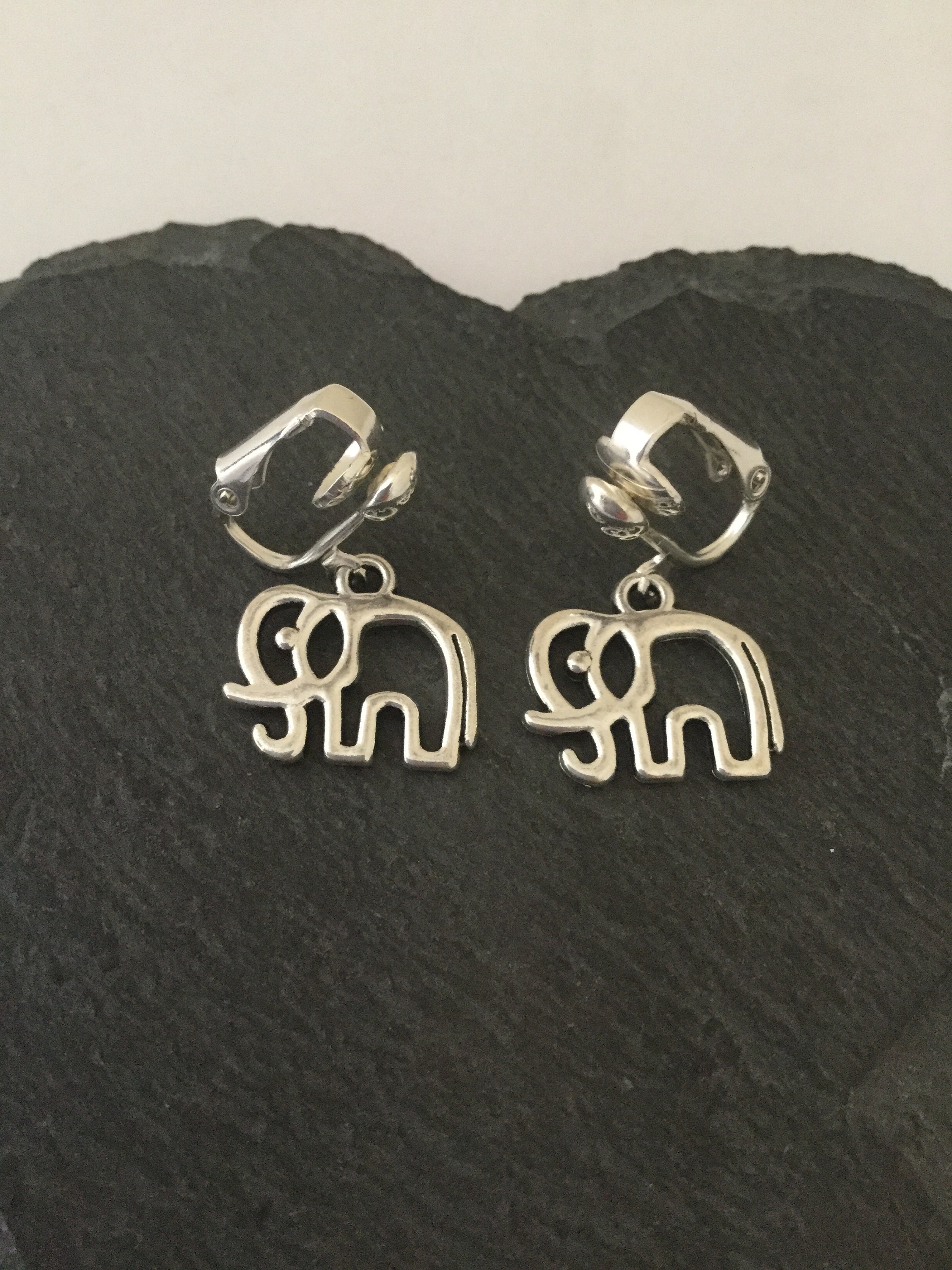 Elephant Clip on Earrings / Elephant Jewellery / Elephant Gift - Etsy UK
