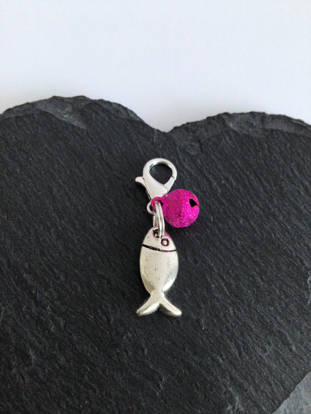 Fish Cat Collar Charm: Pink Bell, Pet Jewelry Gift - Etsy