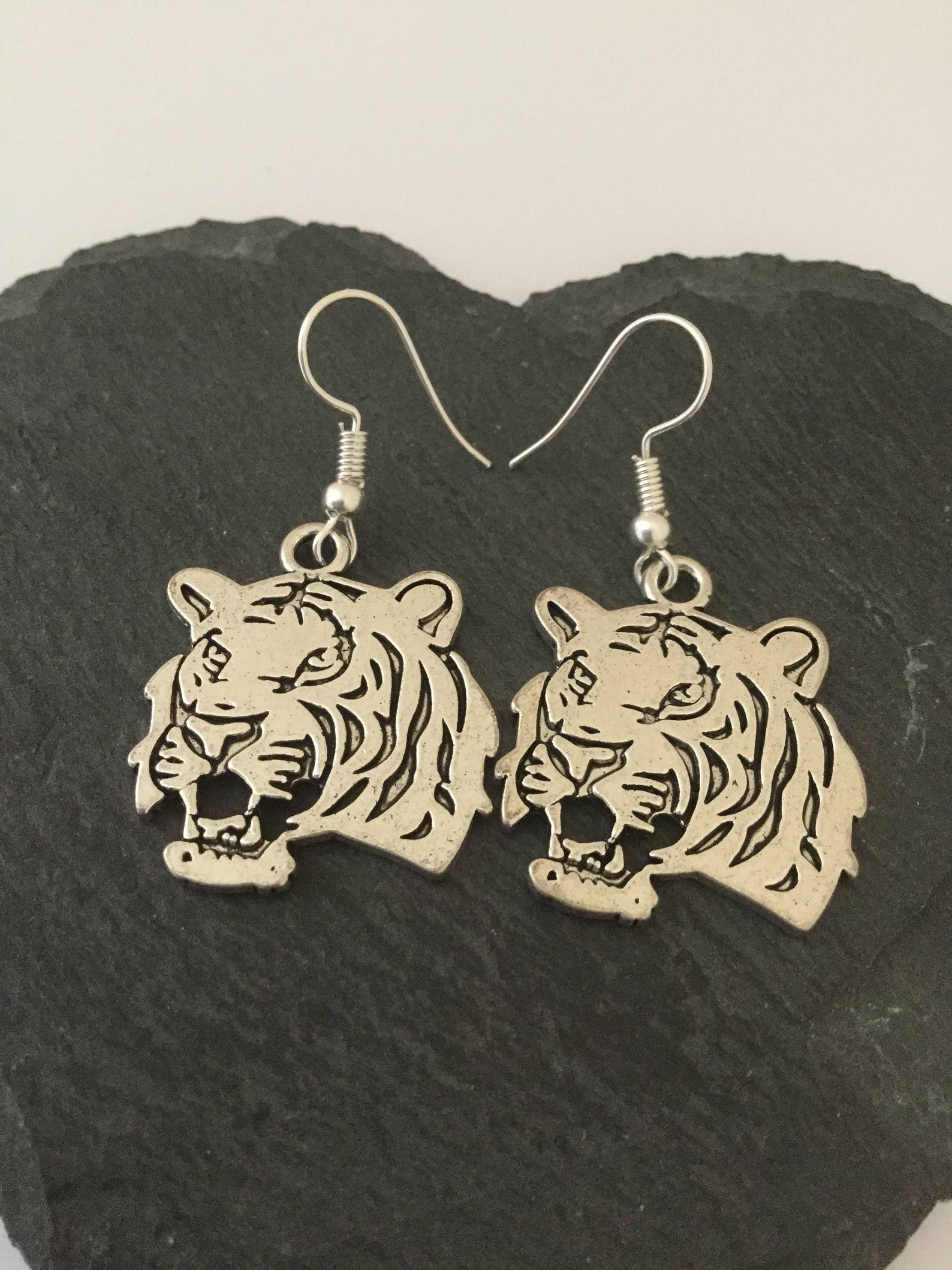 Tiger earrings / tiger jewellery / animal earrings / animal | Etsy