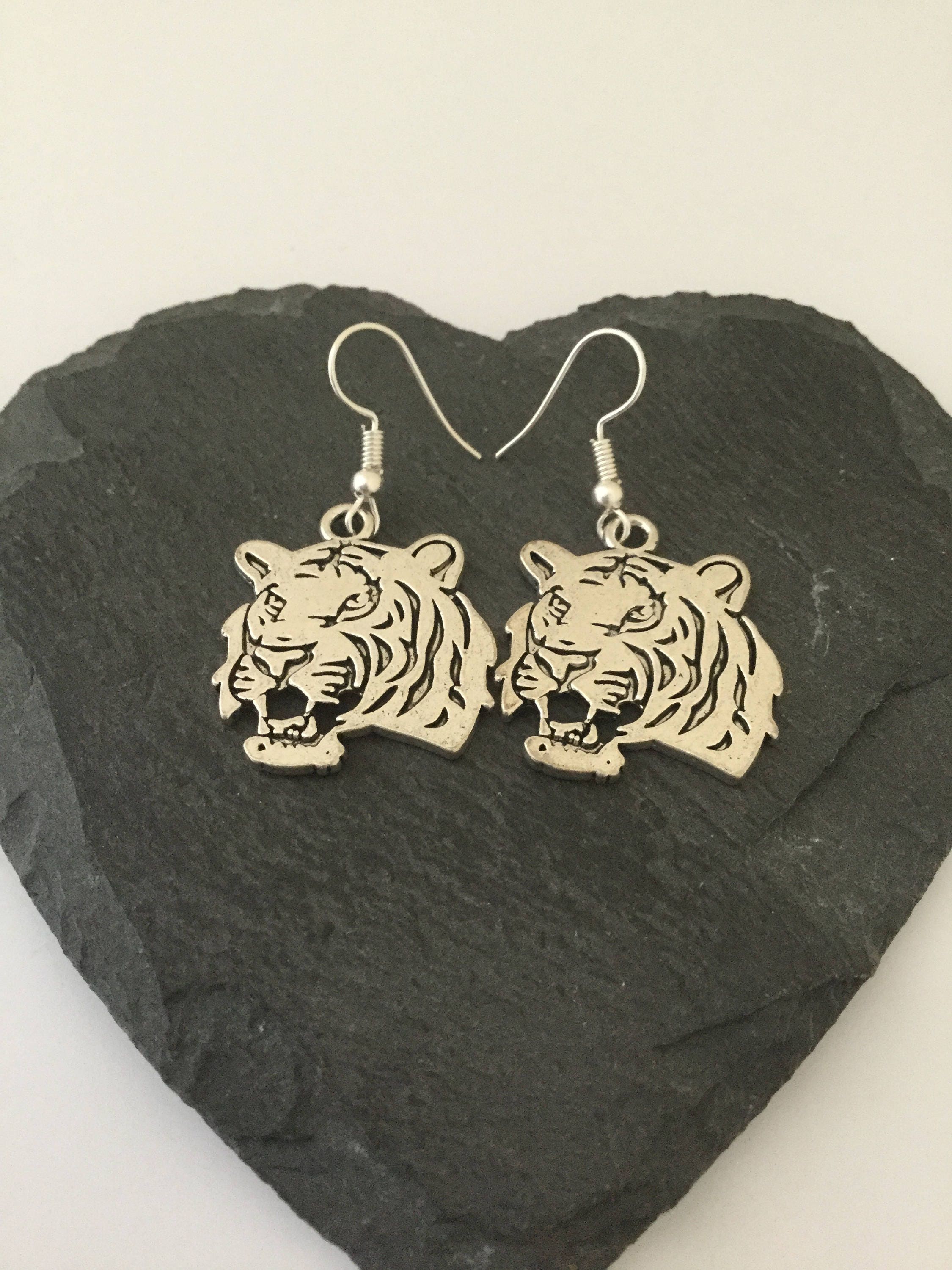 Tiger earrings / tiger jewellery / animal earrings / animal | Etsy