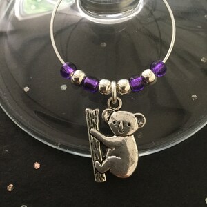 Koala Wine Glass Charm / Koala Gift / Animal Wine Glass Charm / Animal ...