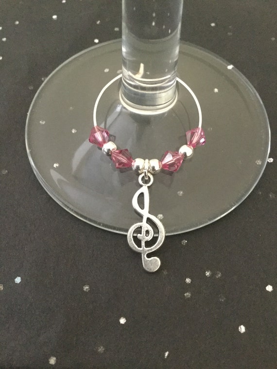 Music Note Wine Glass Charm / Music Wine Charm / Wine Glass | Etsy