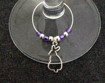 6 Rabbit Themed Wine Charms, Hares, Wine Charms, Easter, Bunnies, Bunny ...