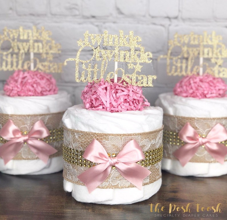 Twinkle Twinkle Diaper Cake Set Pink Twinkle Girl Baby Shower | Etsy
