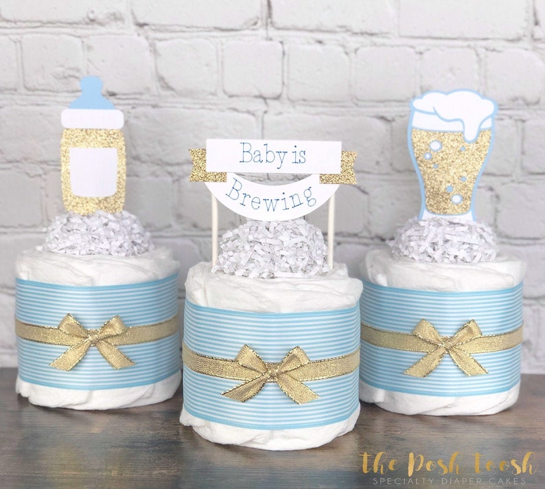 Baby is Brewing Diaper Cake Set, Baby Shower Decor Centerpiece Present ...