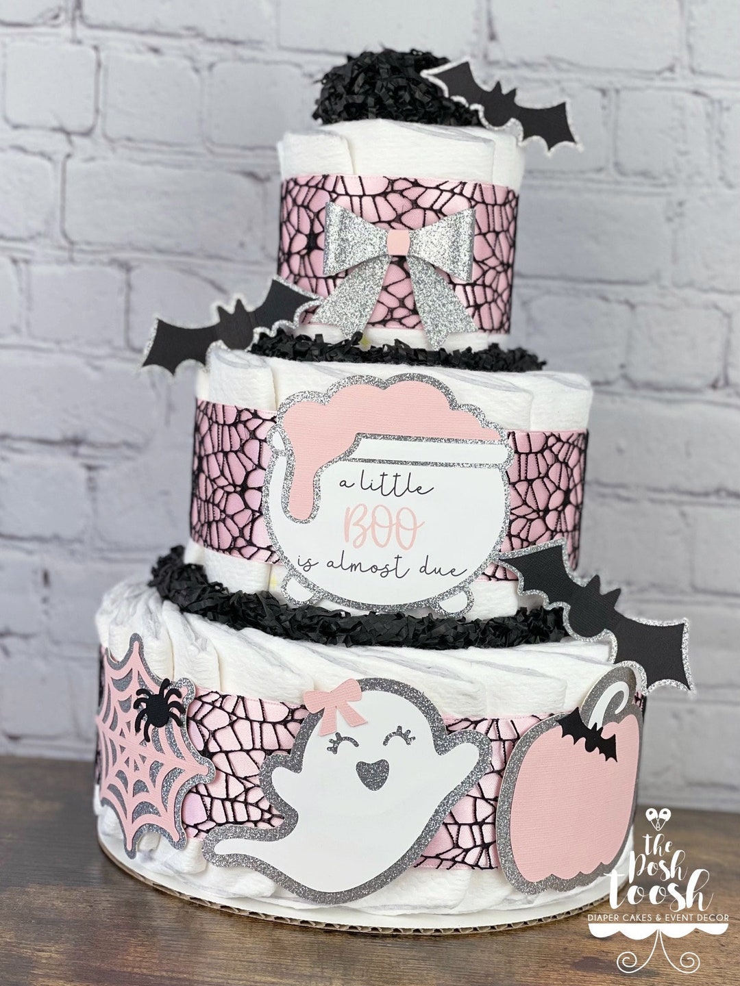 Halloween Diaper Cake, Fall Spooky Season Baby Shower Centerpiece Decor ...