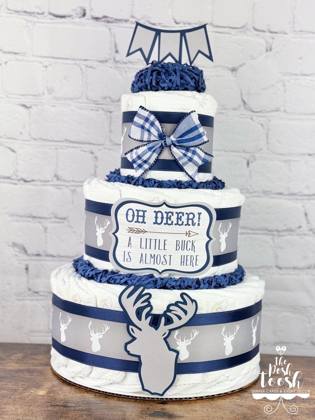 Buck Oh Deer Diaper Cake, Baby Shower Decor Centerpiece, Woodland ...