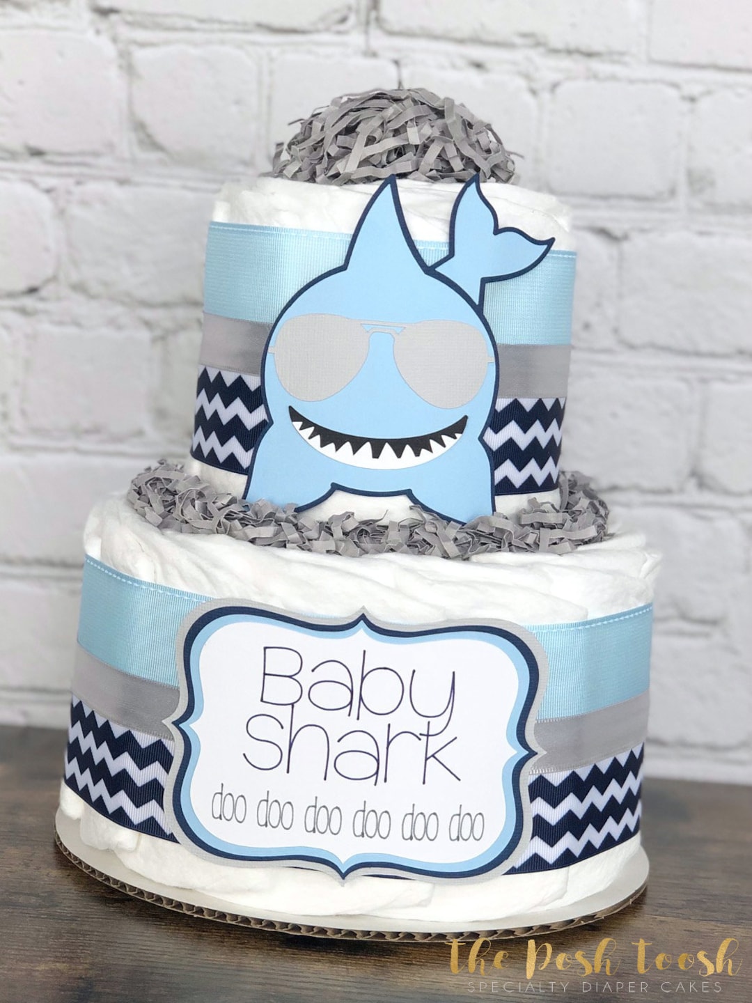 Baby Shark Diaper Cake, Baby Shower Centerpiece, Baby Shower Decor Gift ...