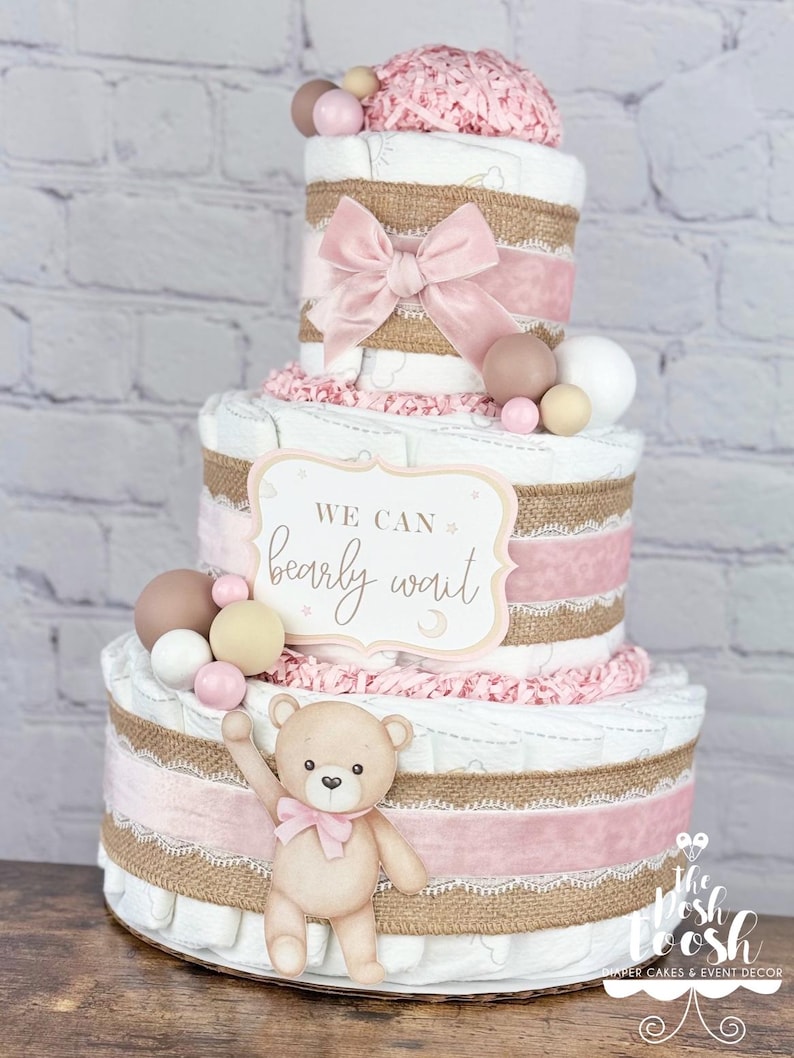 Pastel de pañales de oso, centro de mesa para baby shower, regalo de ...