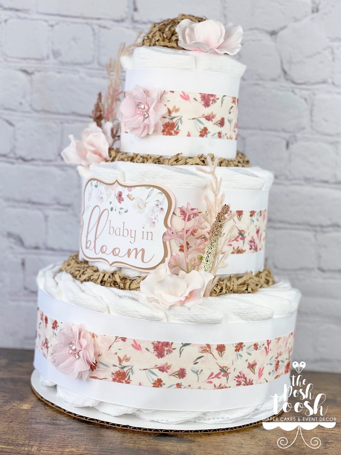 Baby in Bloom Diaper Cake Bohemian Boho Wildflower Baby - Etsy