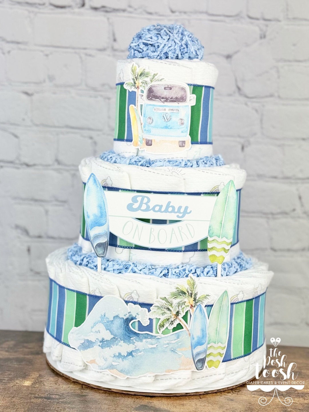 Baby on Board Diaper Cake, Surfing Surf Beach Baby Summer Baby Shower ...