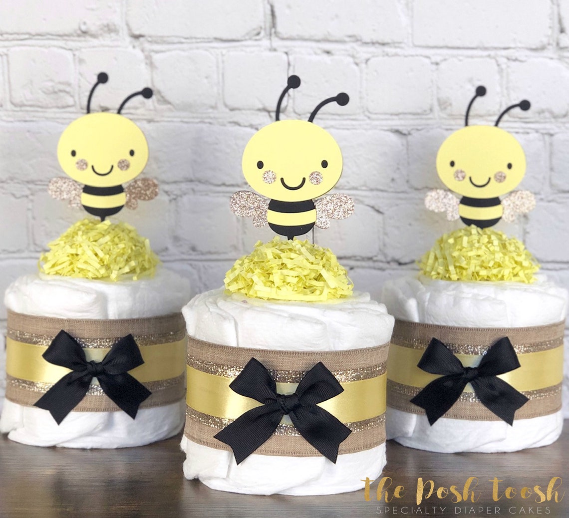 Bumble Bee Diaper Cake, What Will Baby Bee, Baby Shower Centerpiece ...