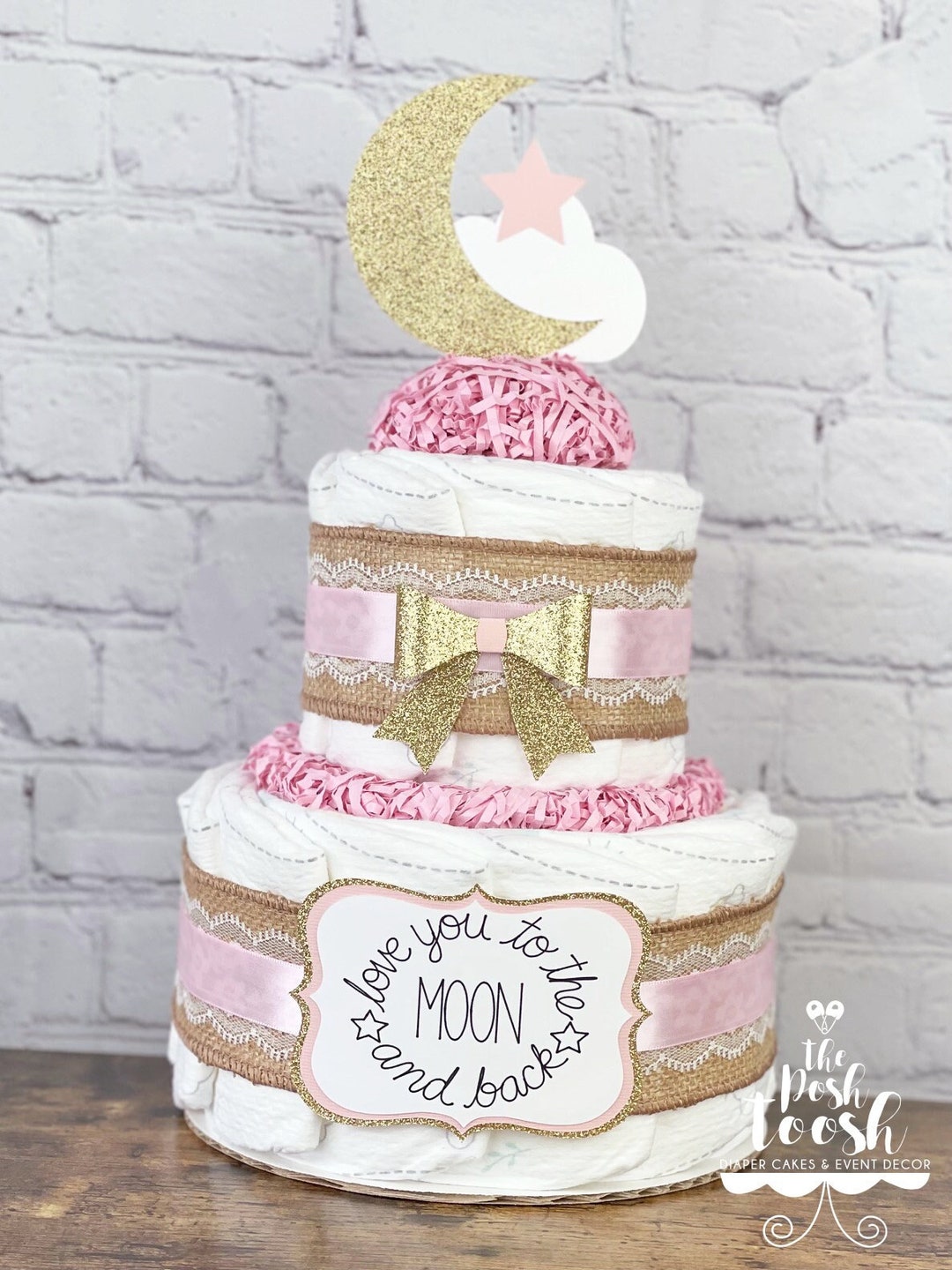 Love You to the Moon and Back Diaper Cake, Baby Shower Centerpiece ...