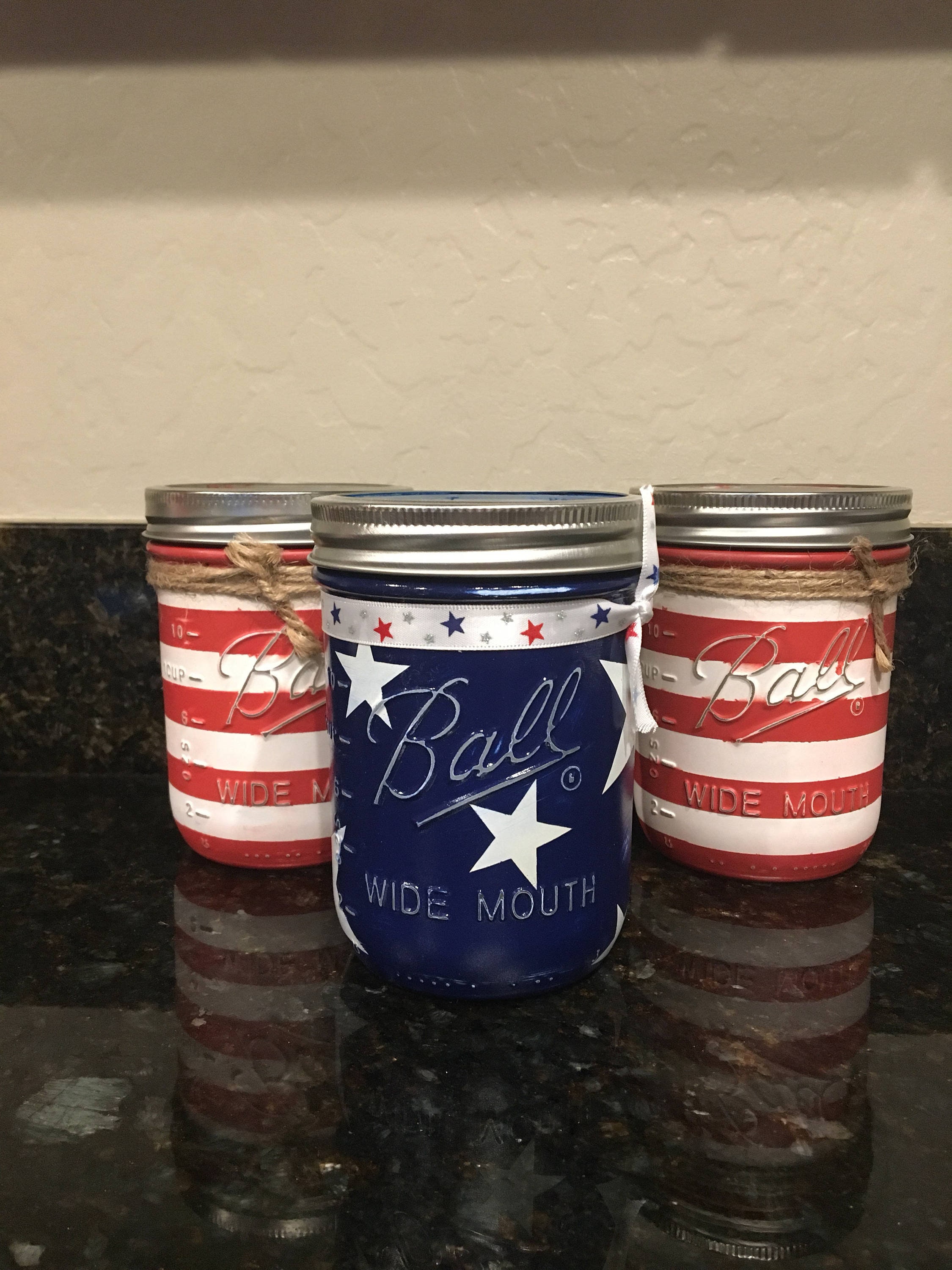 American Flag Mason Jar Set - Etsy