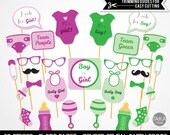 Items similar to Gender Reveal Photo Booth Props, Purple and Green ...