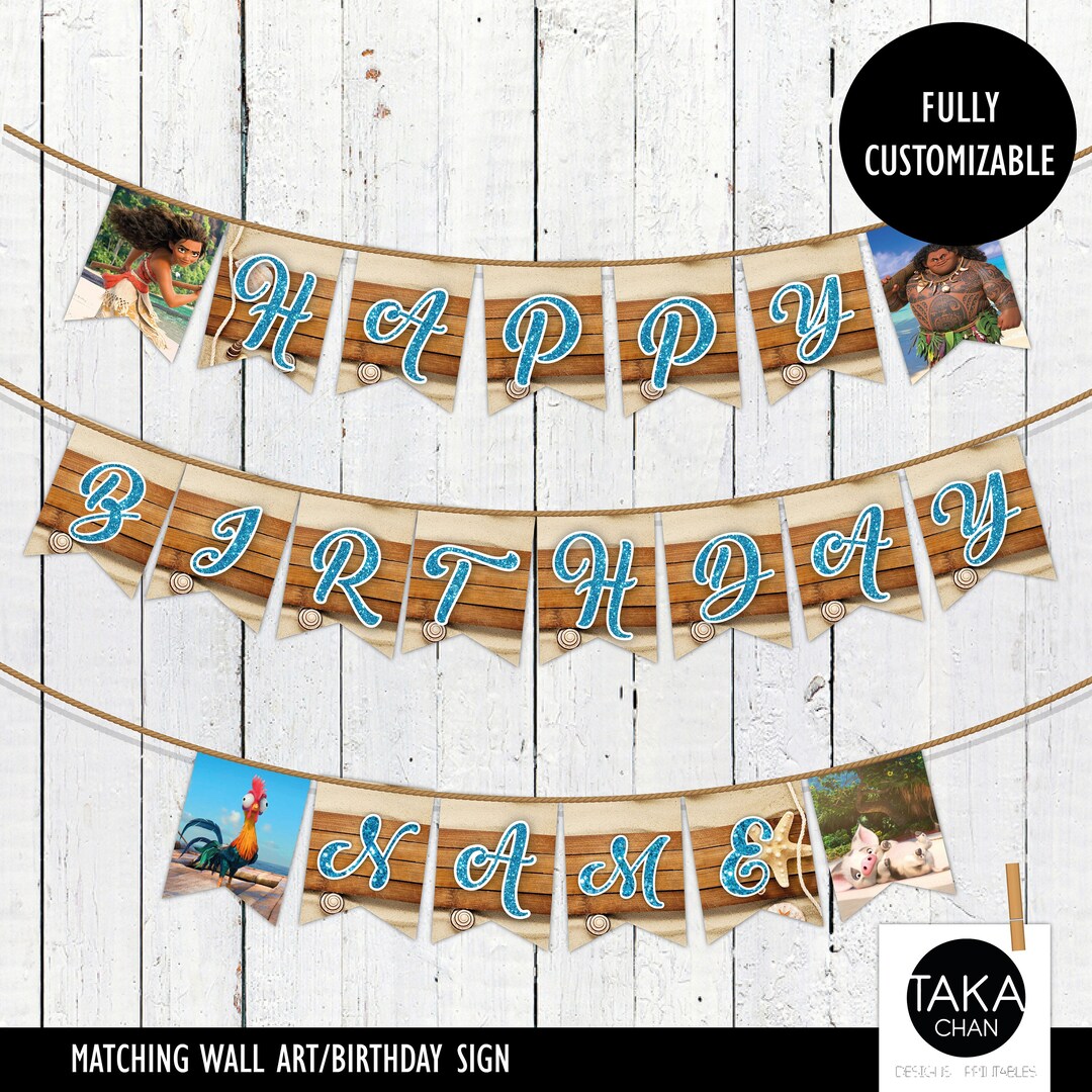 Moana Birthday Banner, Moana Banner, Birthday Banner, Moana Birthday ...