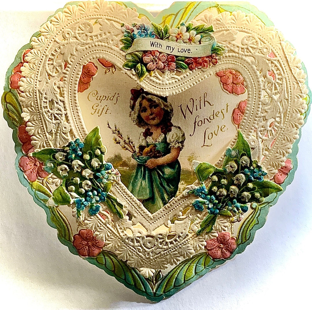 Antique Valentine Pop-out Heart With Lace - Etsy