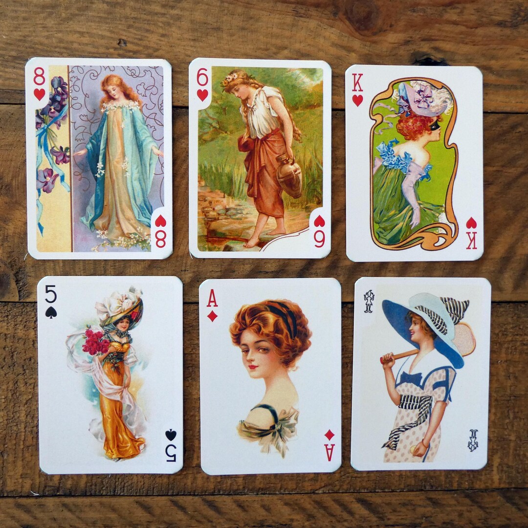 6 Lovely Ladies Playing Cards, Swap Cards - Etsy