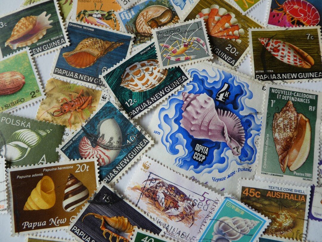 30 Shells and Crabs Postage Stamps Mixed Lot - Etsy