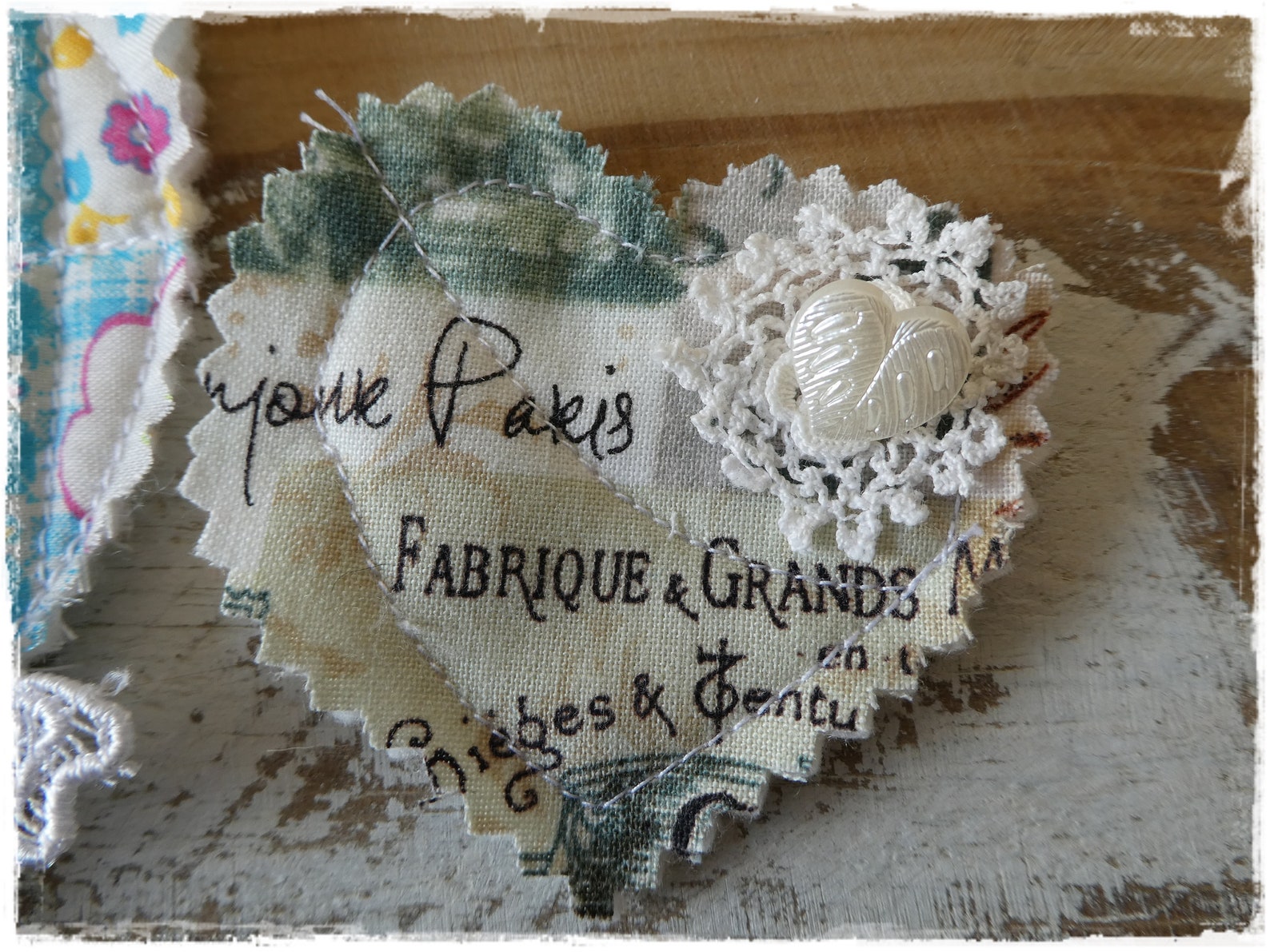 French Themed Quilted Padded Heart Fabric Embellishments - Etsy