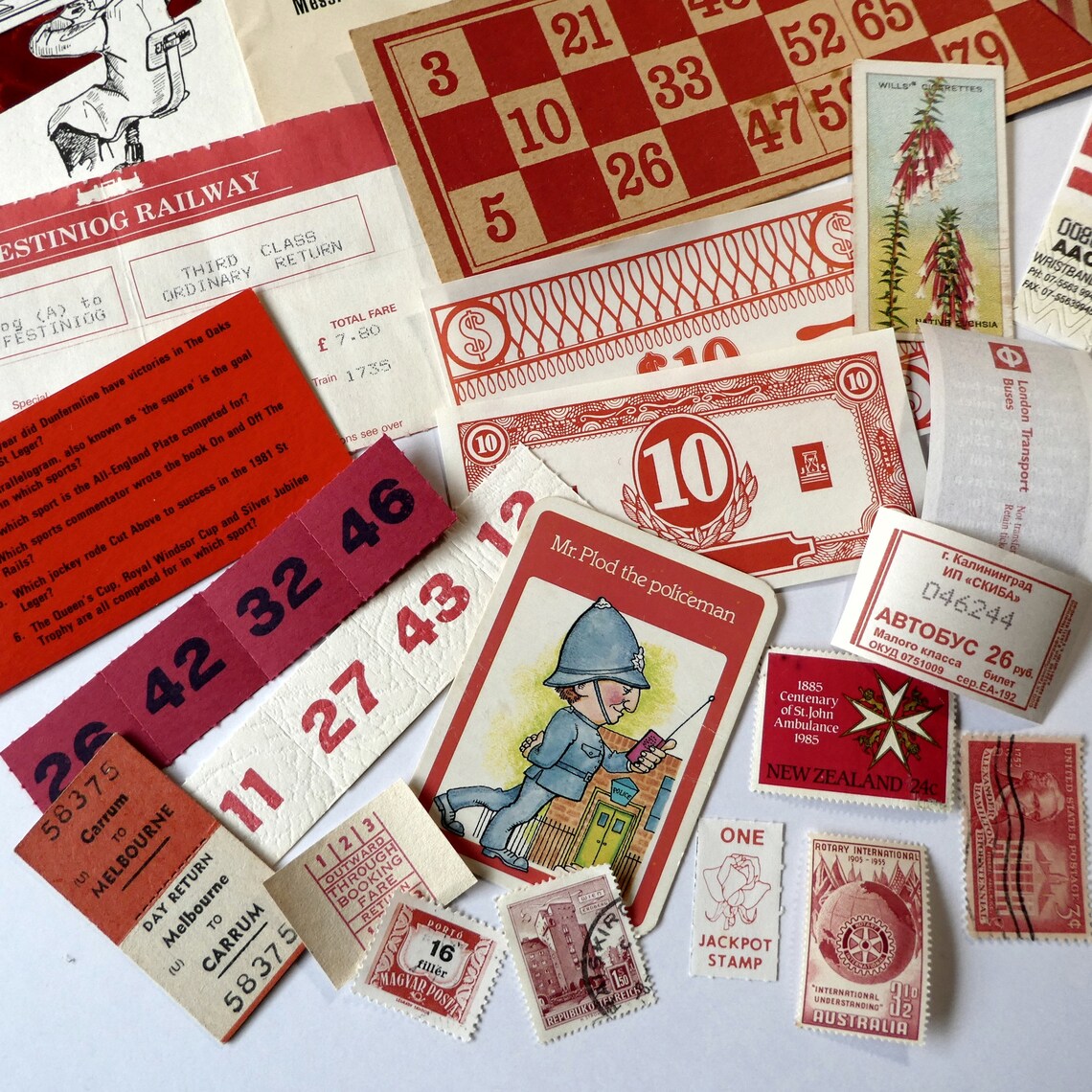 Red Vintage Ephemera Pack 30 Pieces - Etsy