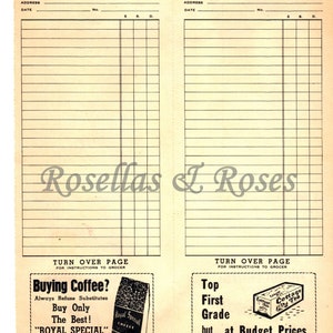 DIGITAL Vintage Order Forms, Instant Download, Printable JPEG - Etsy ...