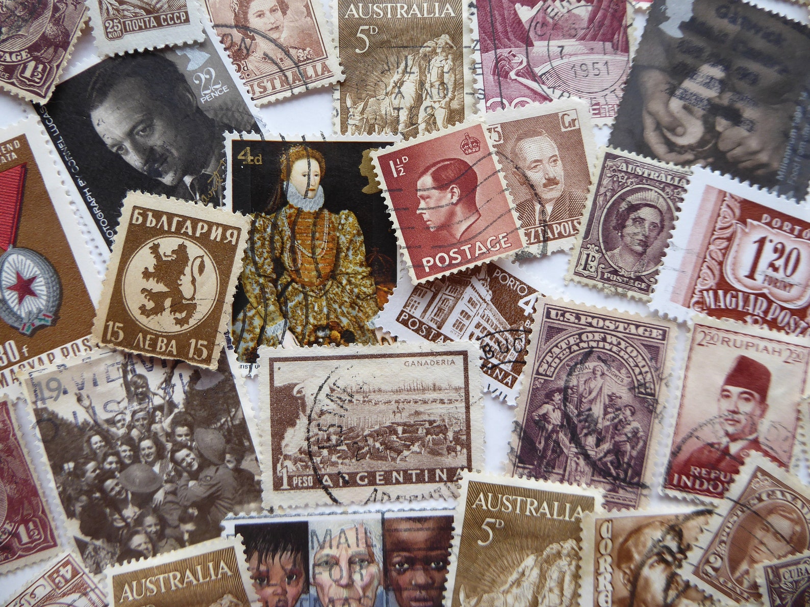 50 Dark Brown Vintage Postage Stamps - Etsy Australia