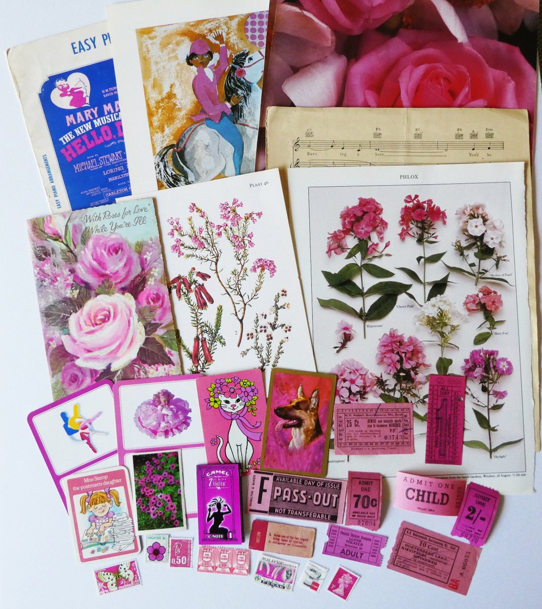 Hot Pink Vintage Ephemera Pack 30 Pieces - Etsy