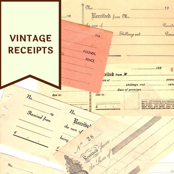 DIGITAL Vintage Receipts Instant Download Printable PDF and | Etsy