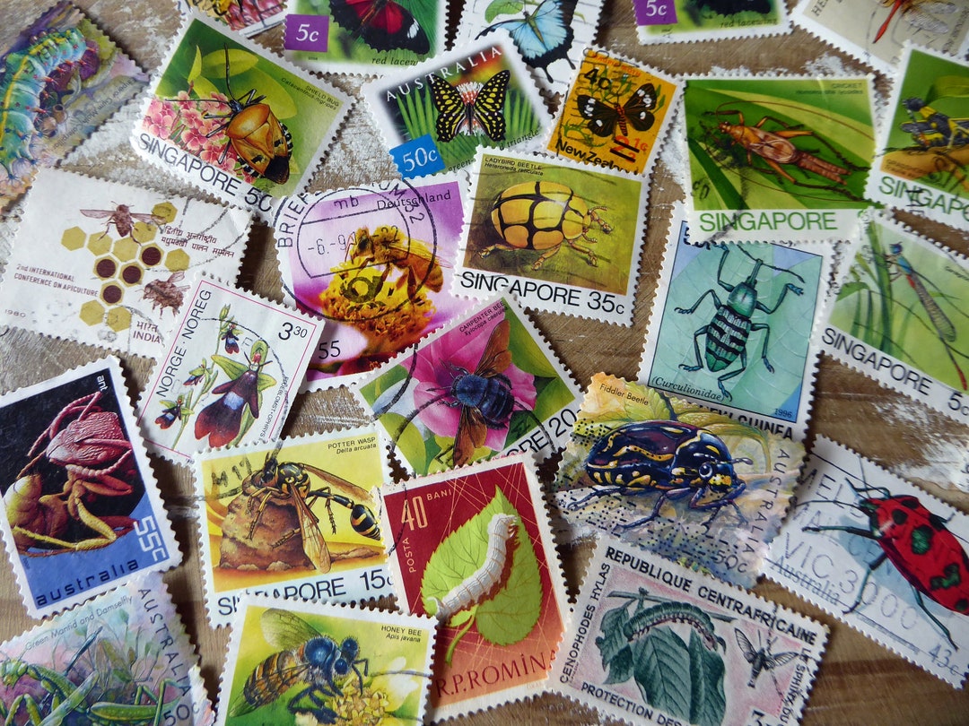30 Insects and Bugs Postage Stamps Mixed Lot - Etsy
