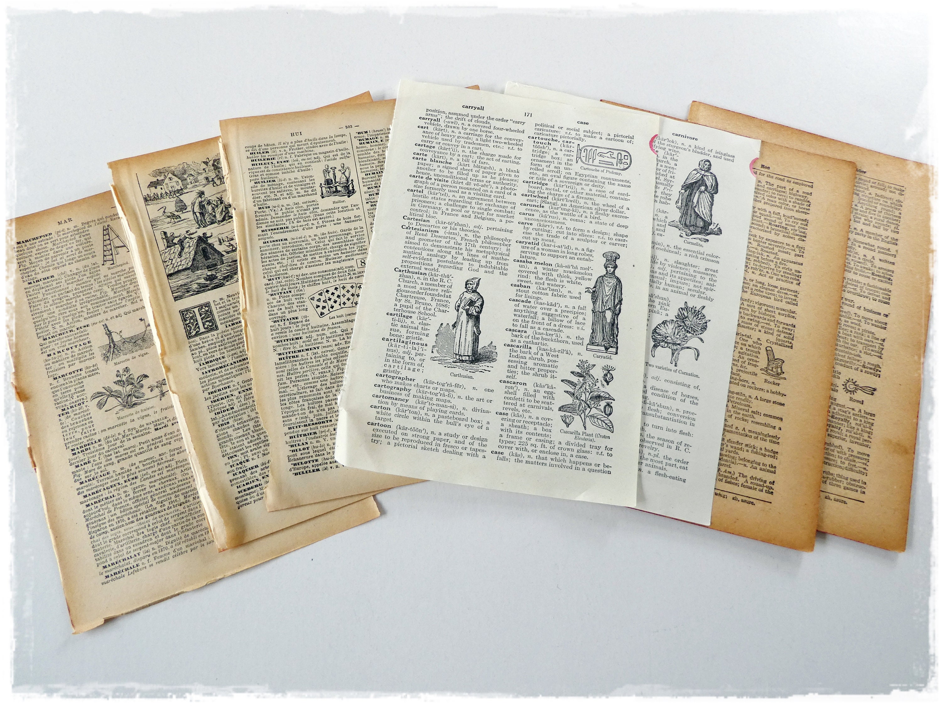 35 Pages Vintage Dictionary Pages Paper Pack English French - Etsy