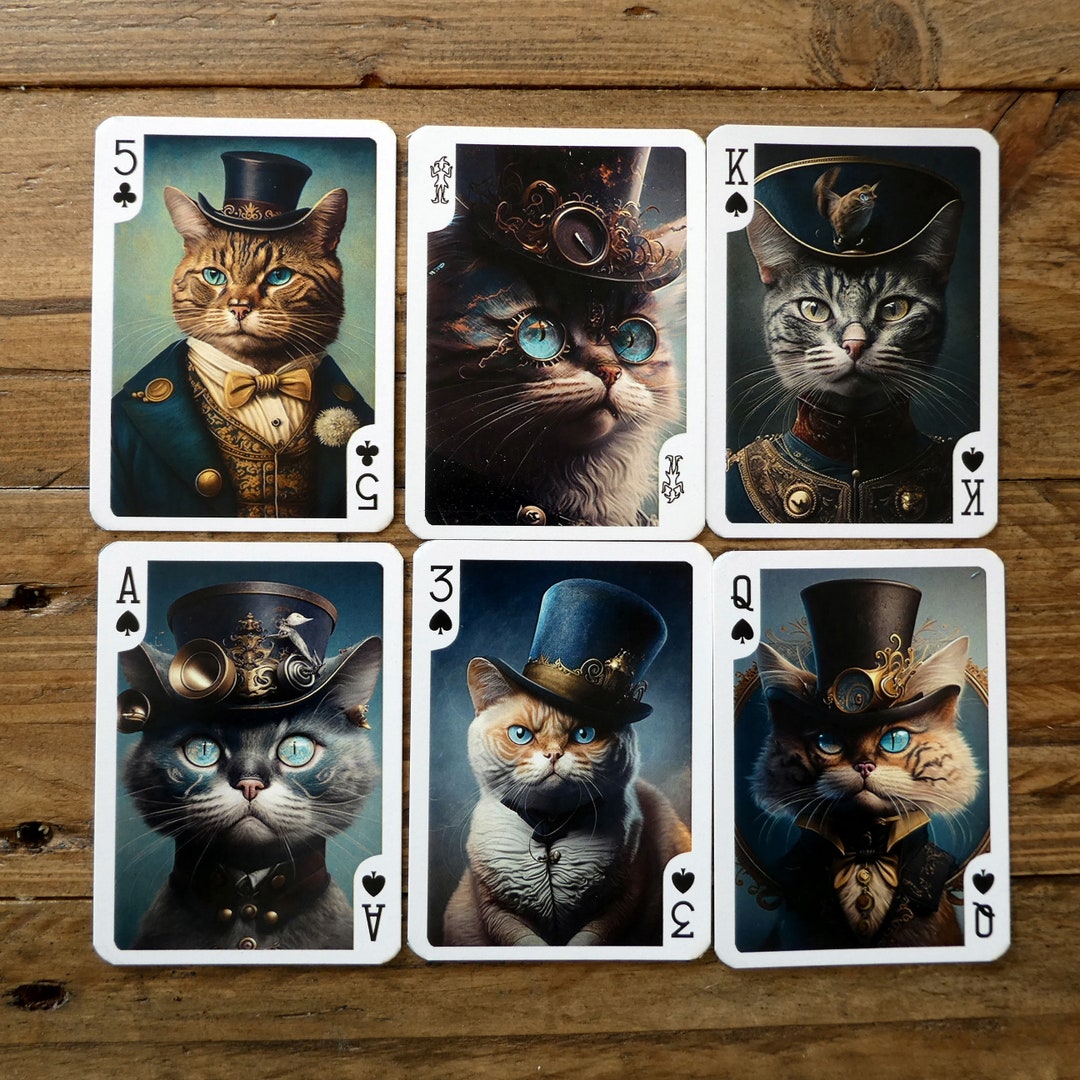 6 Steampunk Cats Playing Cards, Swap Cards - Etsy