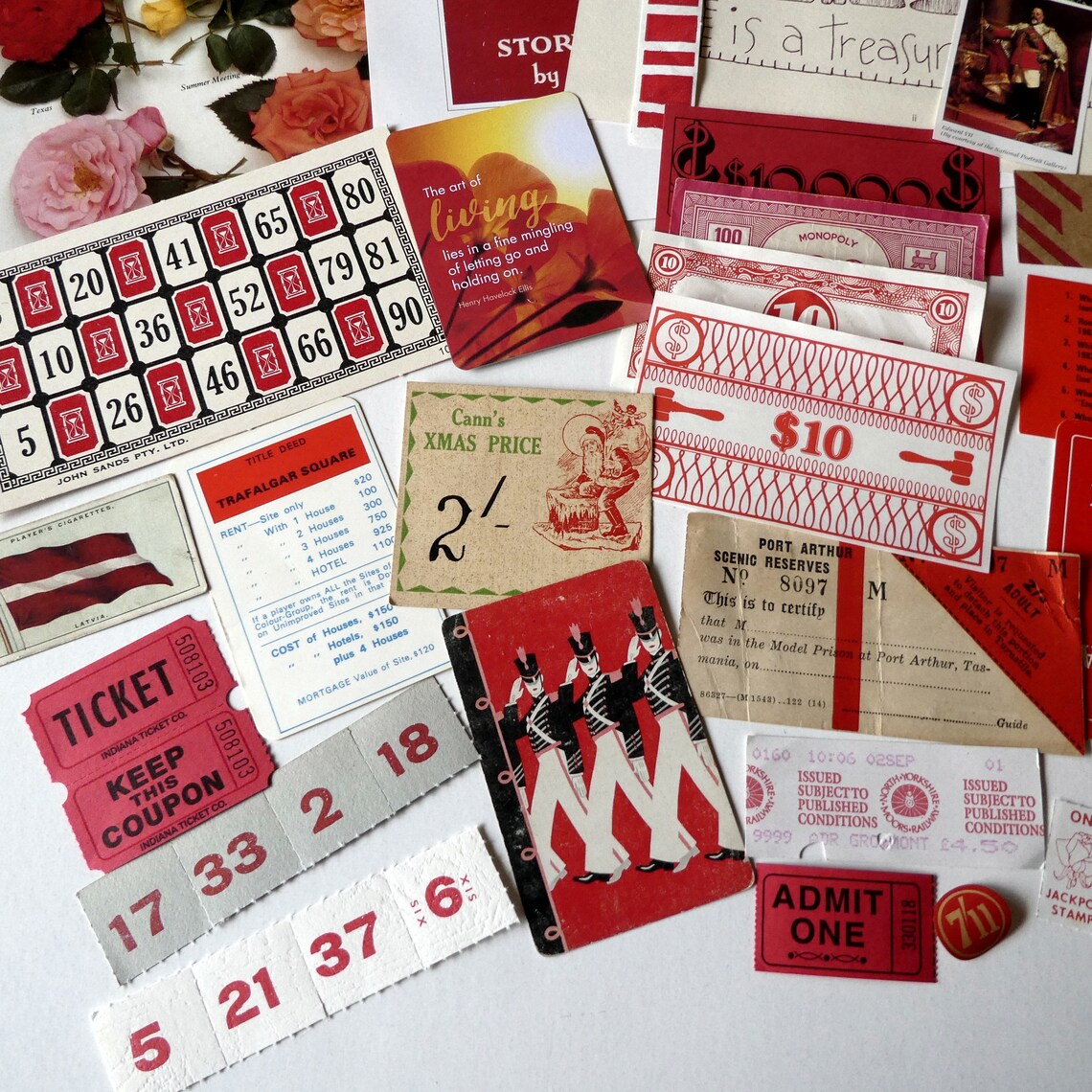 Red Vintage Ephemera Pack 30 Pieces | Etsy