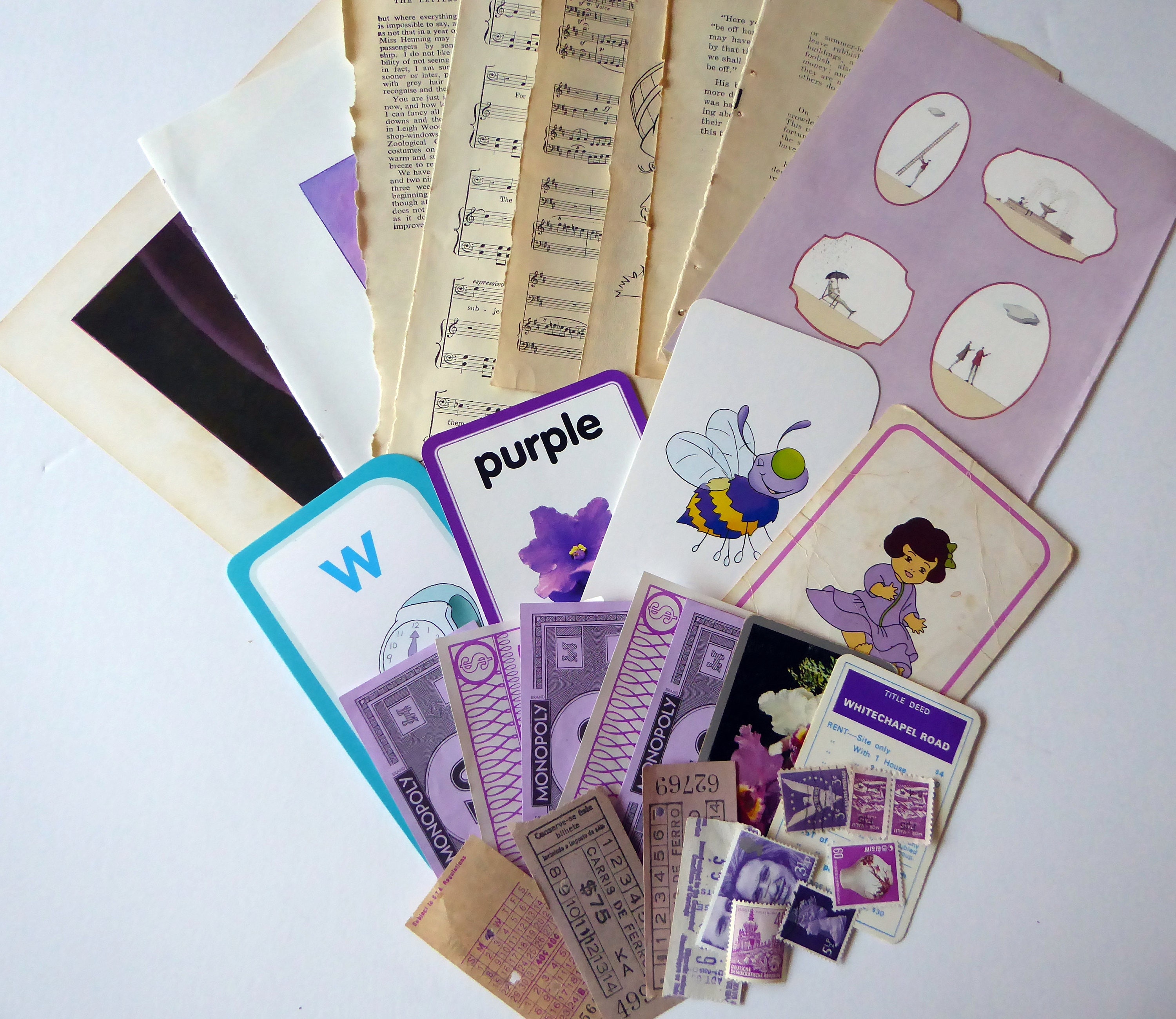 Purple ephemera pack 30 pieces | Etsy
