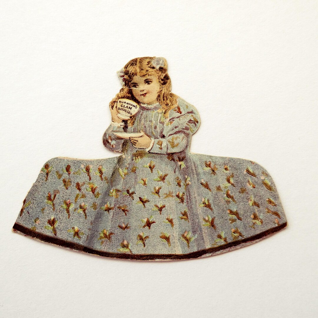 Antique Paper Doll Victorian Trade Card, Burnham's Clam Bouillon, 1890 ...