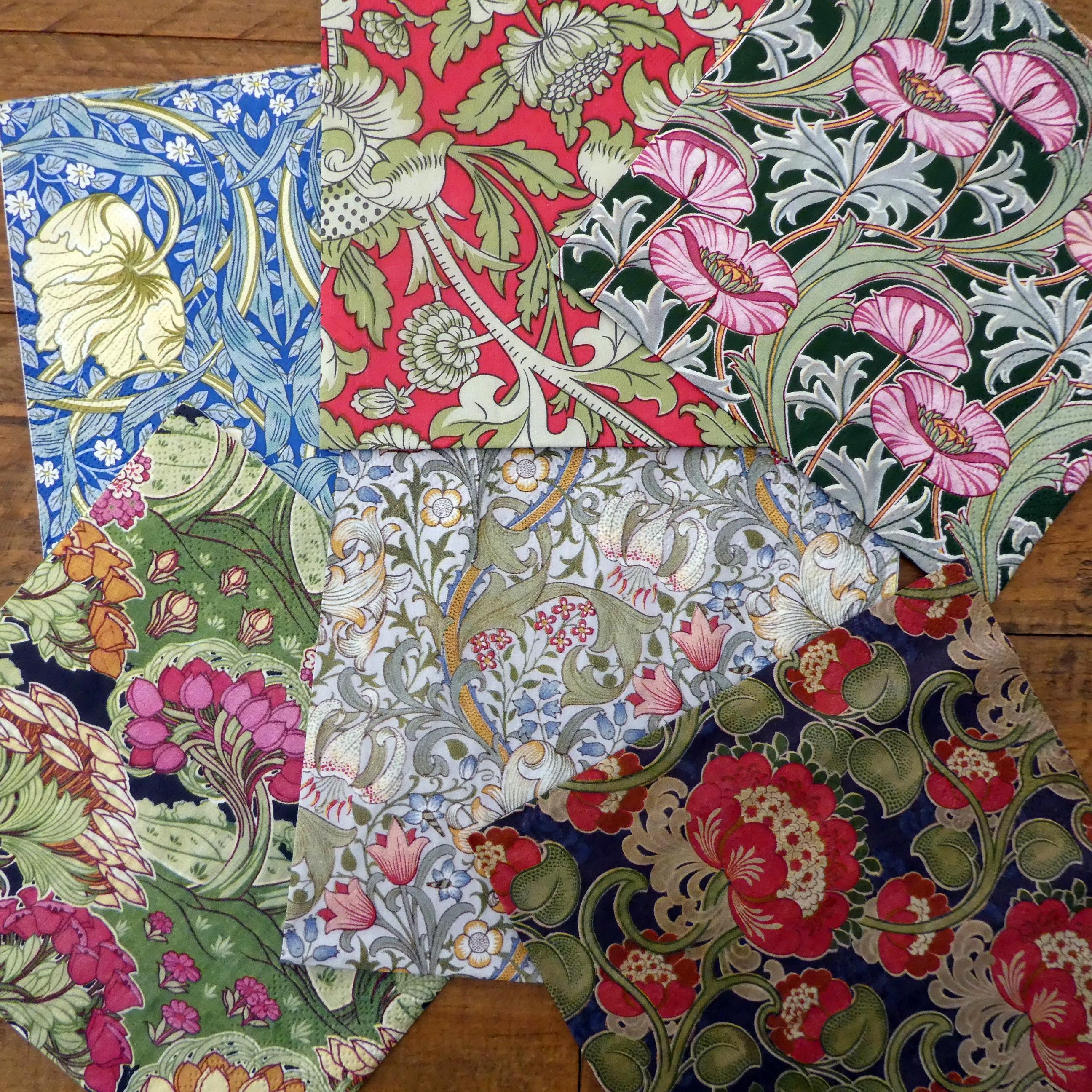 6 William Morris Paper Napkins for Decoupage, Scrapbooking, Mixed Media ...